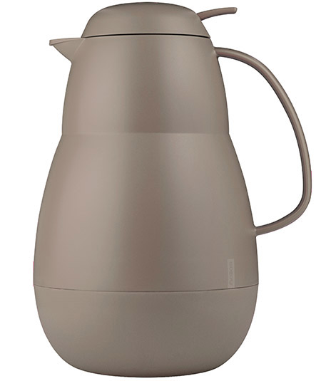 Isolierkanne 1,5L, ZEO Warm Grey helios Einhandbedienung, Glaseinsatz ...